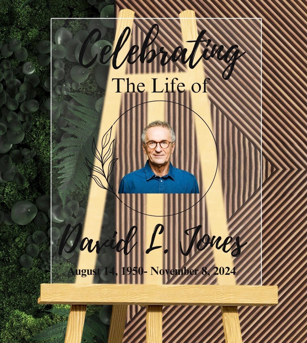 Acrylic Memorial Sign for Memorials for Cebrations of Life for Wakes ...