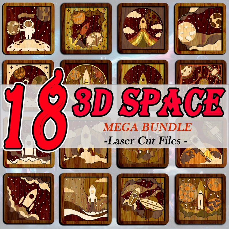 3D Space Exploration Laser Cut Files: Astronaut, Rocket, Planet ...