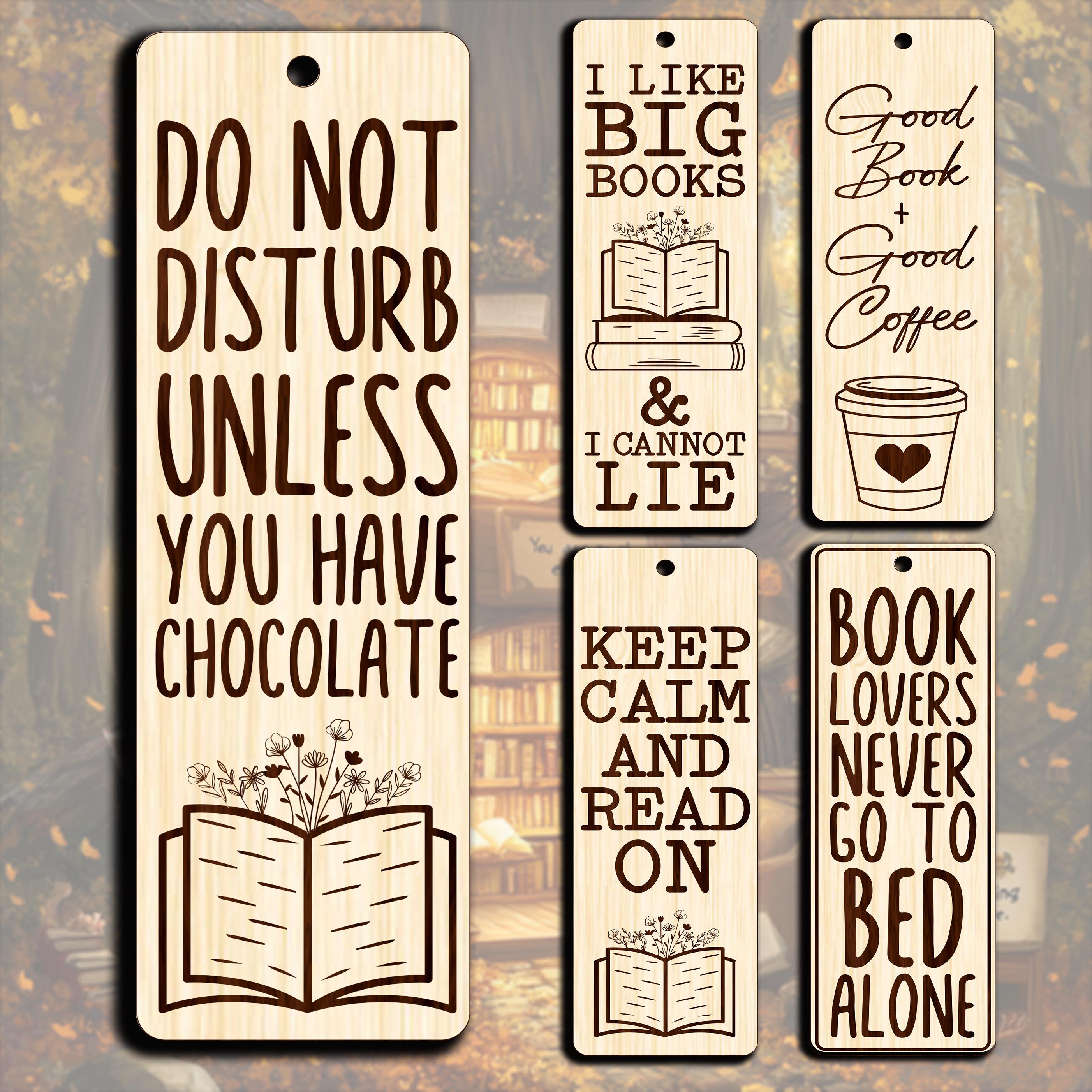 Laser Cut Wooden Bookmark Bundle: Engraved Rustic Designs (digital ...