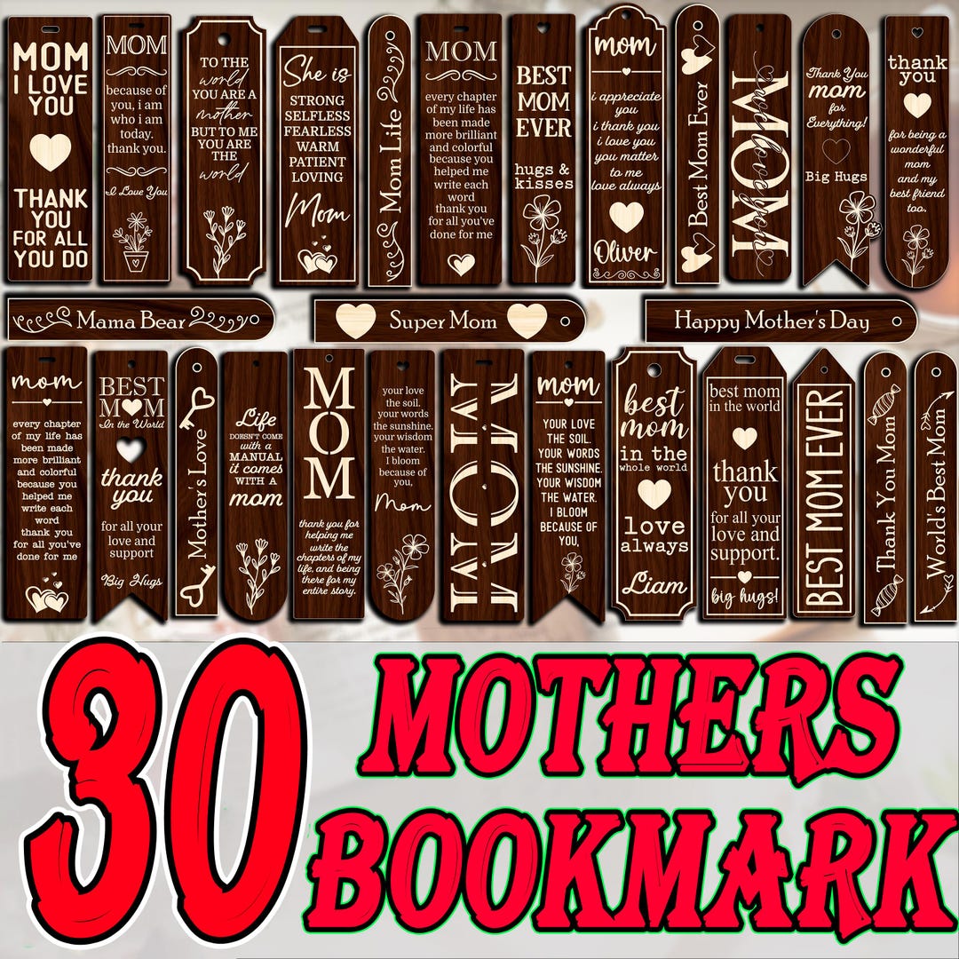 30 Mother's Day Bookmark Laser Cut Files, Mom Bookmark Gift, Mothers ...