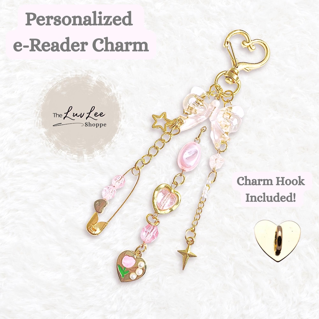 Personalized E-reader Charm | Gold Initial Kindle Charm | Bookish Bag ...