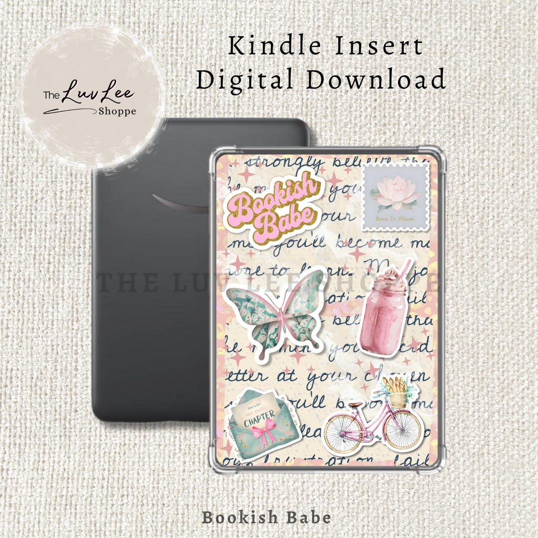 Printable Kindle Clear Case Insert | Bookish Babe Pink Kindle Insert ...