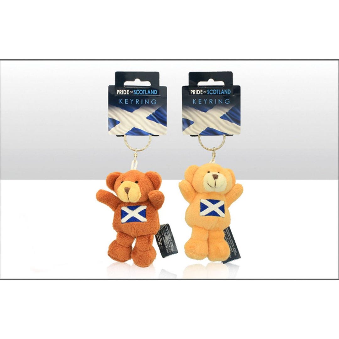 Plush Bear Keyring With St Andrews Cross Scottish Teddy Keychain Cute ...