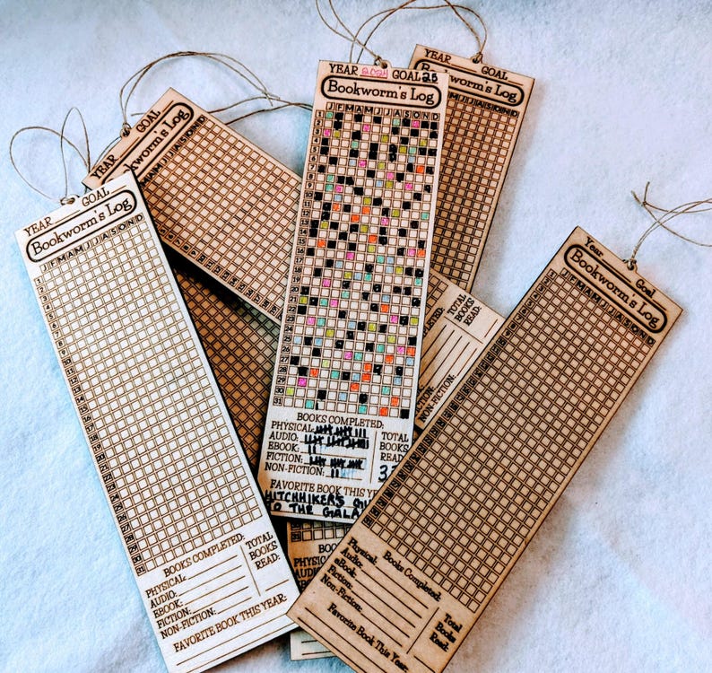 Reading Habit Tracker Wooden Bookmark: Bookworm Gift, Librarian ...
