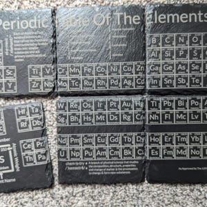 Periodic Table of Elements Set - 6 Premium Slate Drink Coasters ...