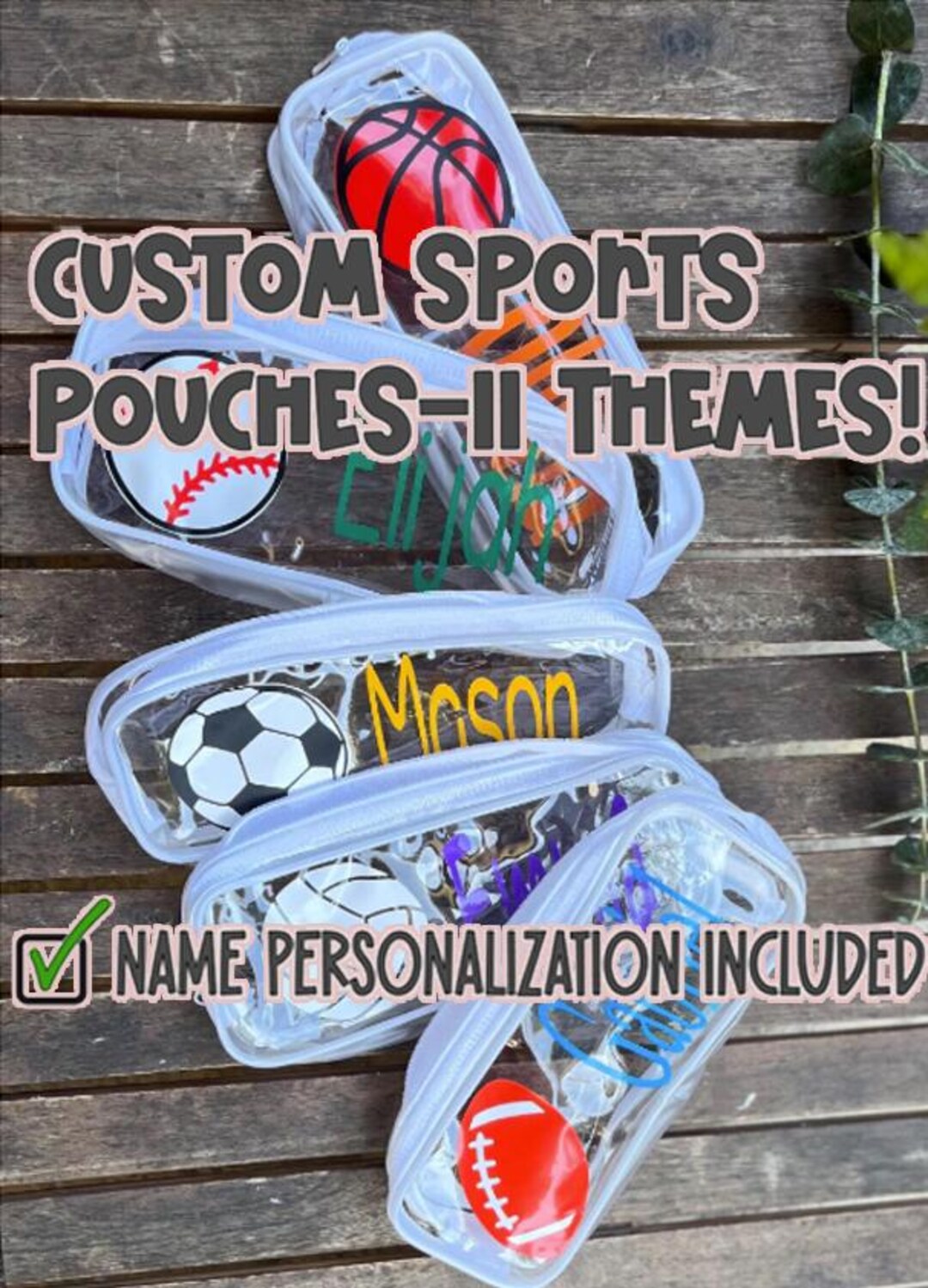 Custom Sports Pouch – Personalized Clear Pouches With 11 Sports Themes ...