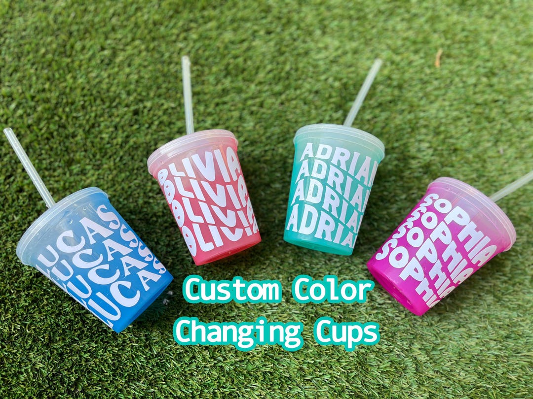 Personalized Color Changing Cups With Lid & Straw | Custom Party Cups ...