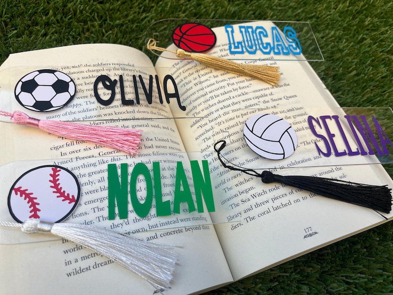 Personalized Sports Bookmark With Tassel – Soccer, Basketball ...