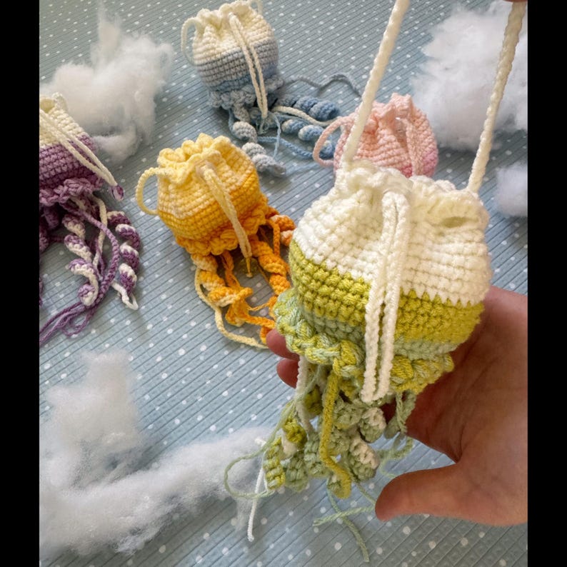 Jellyfish Crochet Pouch Pattern: Kawaii Amigurumi Bag Charm (PDF ...