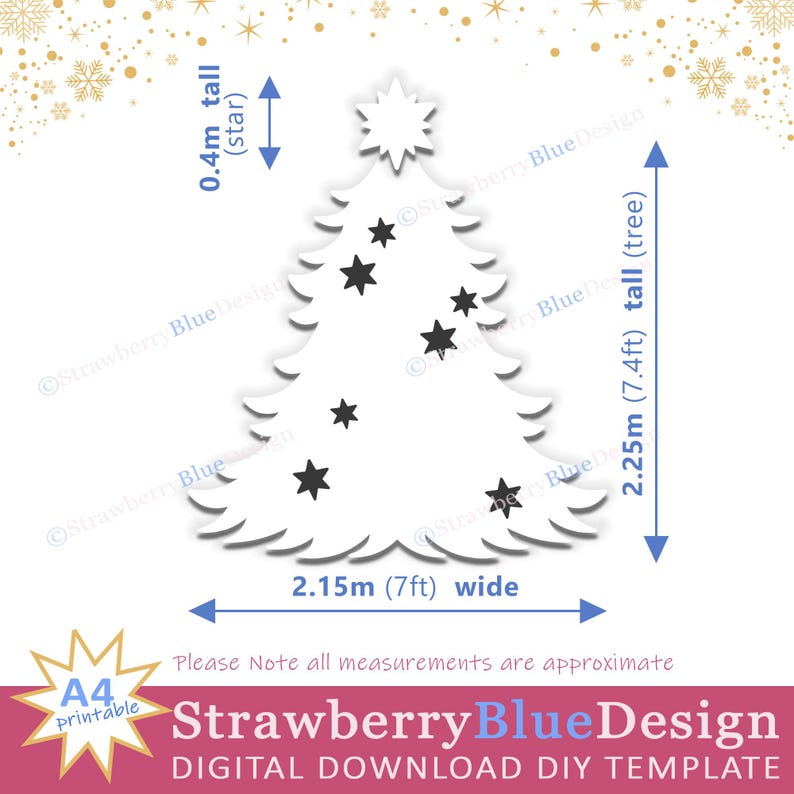 Life-size 2.25m Christmas Tree Silhouette Cut-out Template - DIY ...
