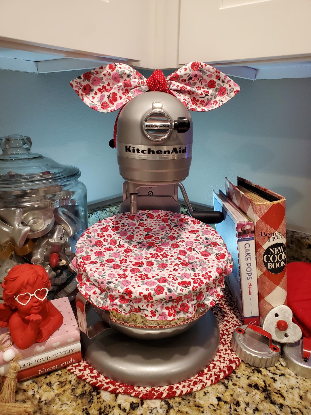 Handmade Mixer Cover Set: Floral Bowl Cover and Bow - Etsy