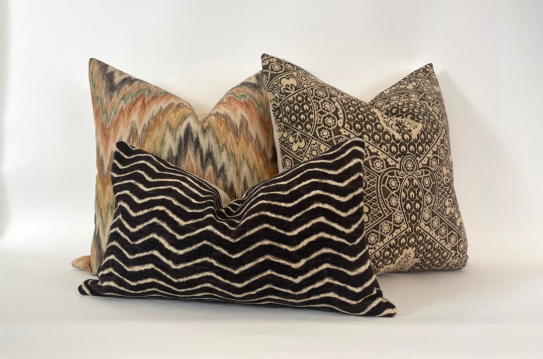 Set of 3 Earthtone Pillow Covers Two 20 Square and One - Etsy