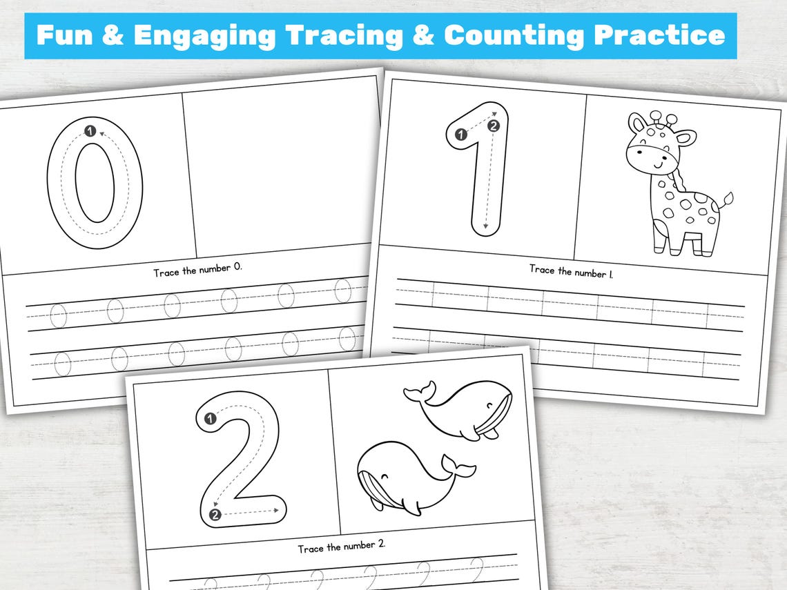 Number Tracing 0-20 Worksheets Printable, Toddler Preschool ...