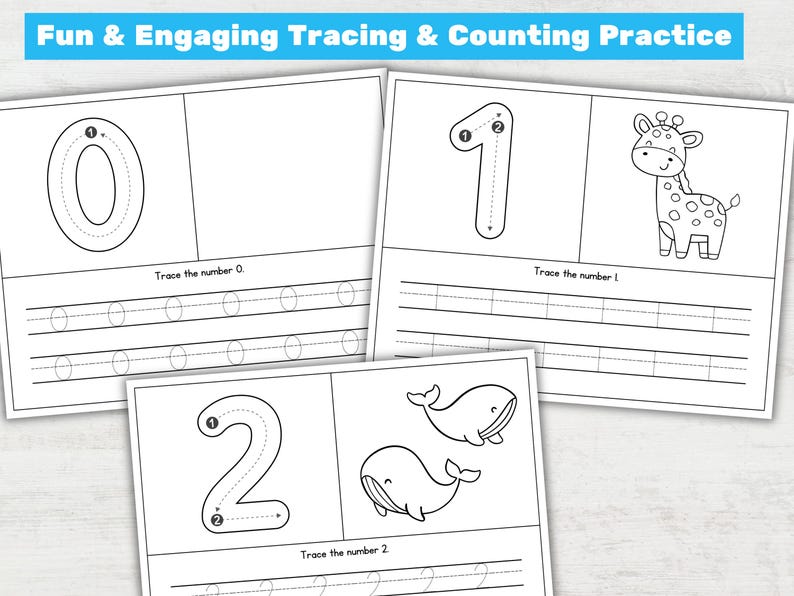 Number Tracing 0-20 Worksheets Printable, Toddler Preschool ...