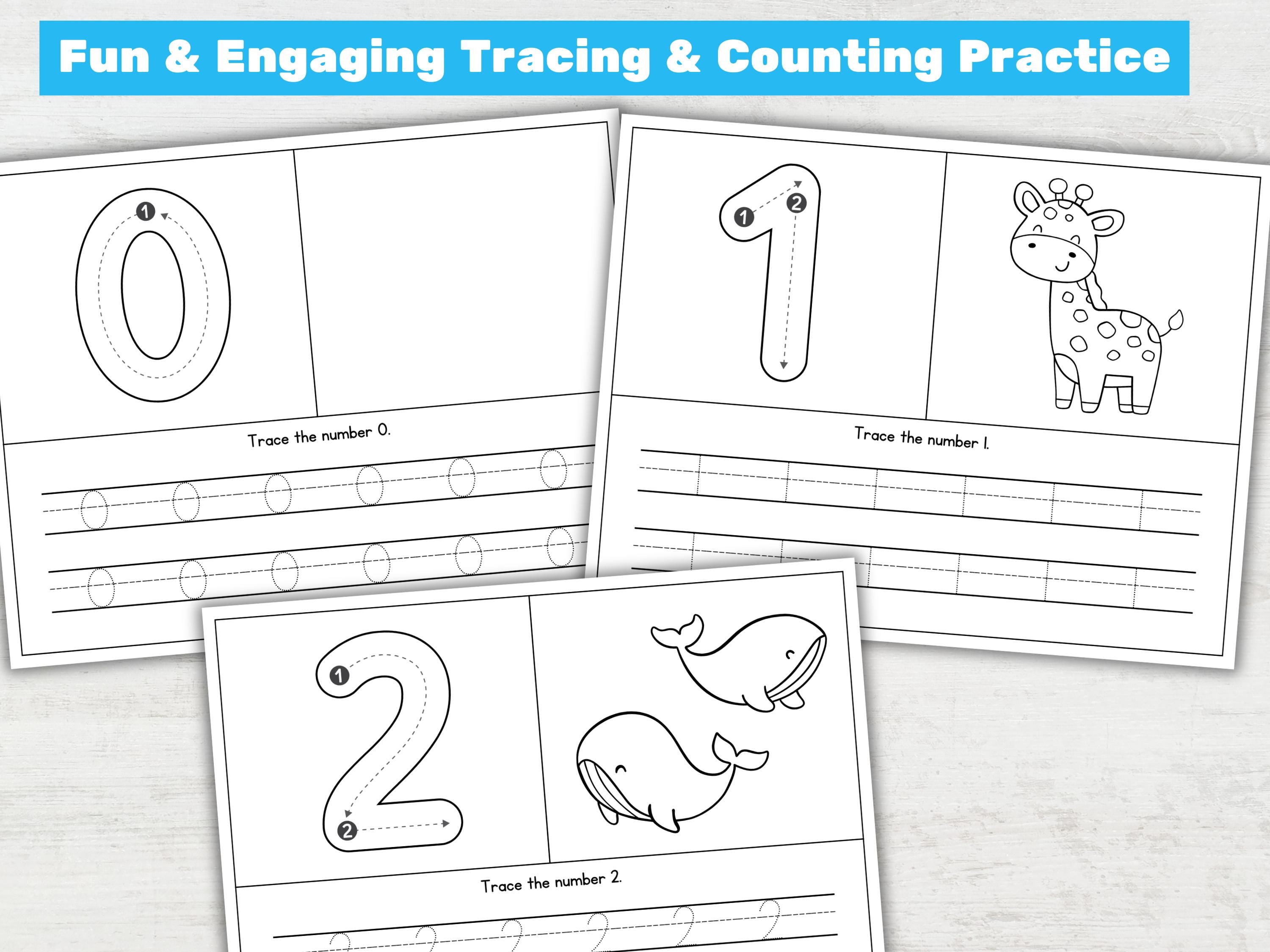 Number Tracing 0-20 Worksheets Printable, Toddler Preschool ...