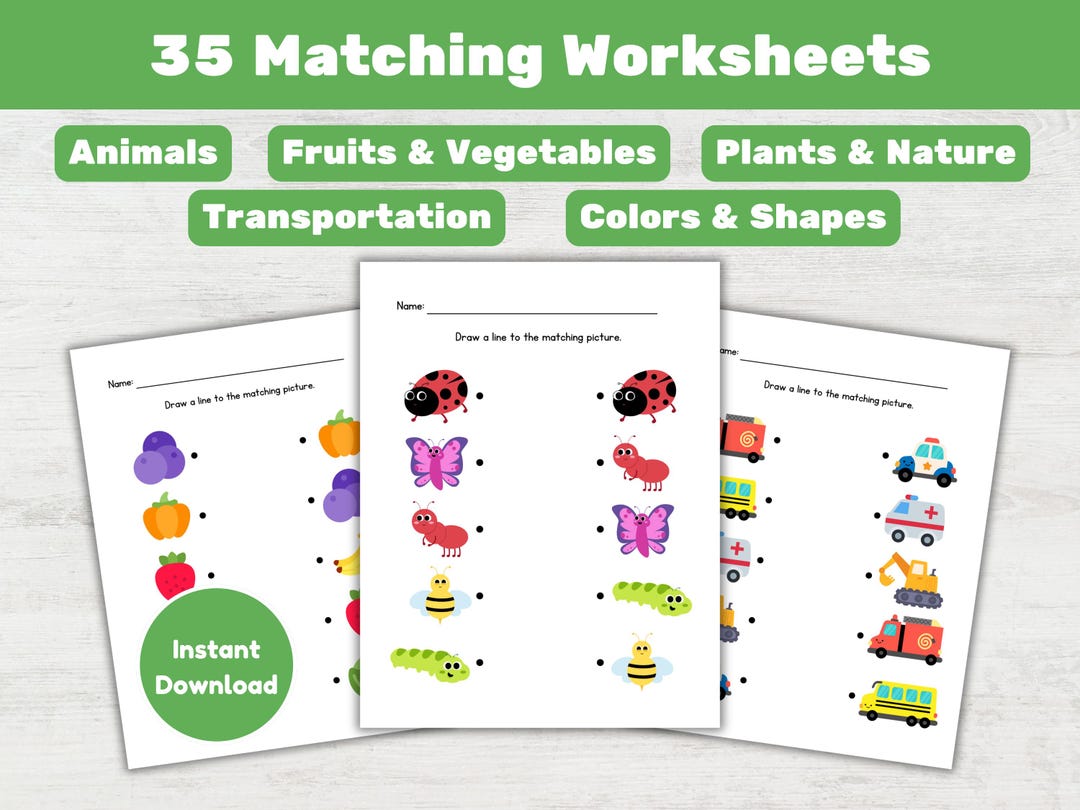 Printable Matching Worksheets | Match the Picture | Worksheet for Kids ...