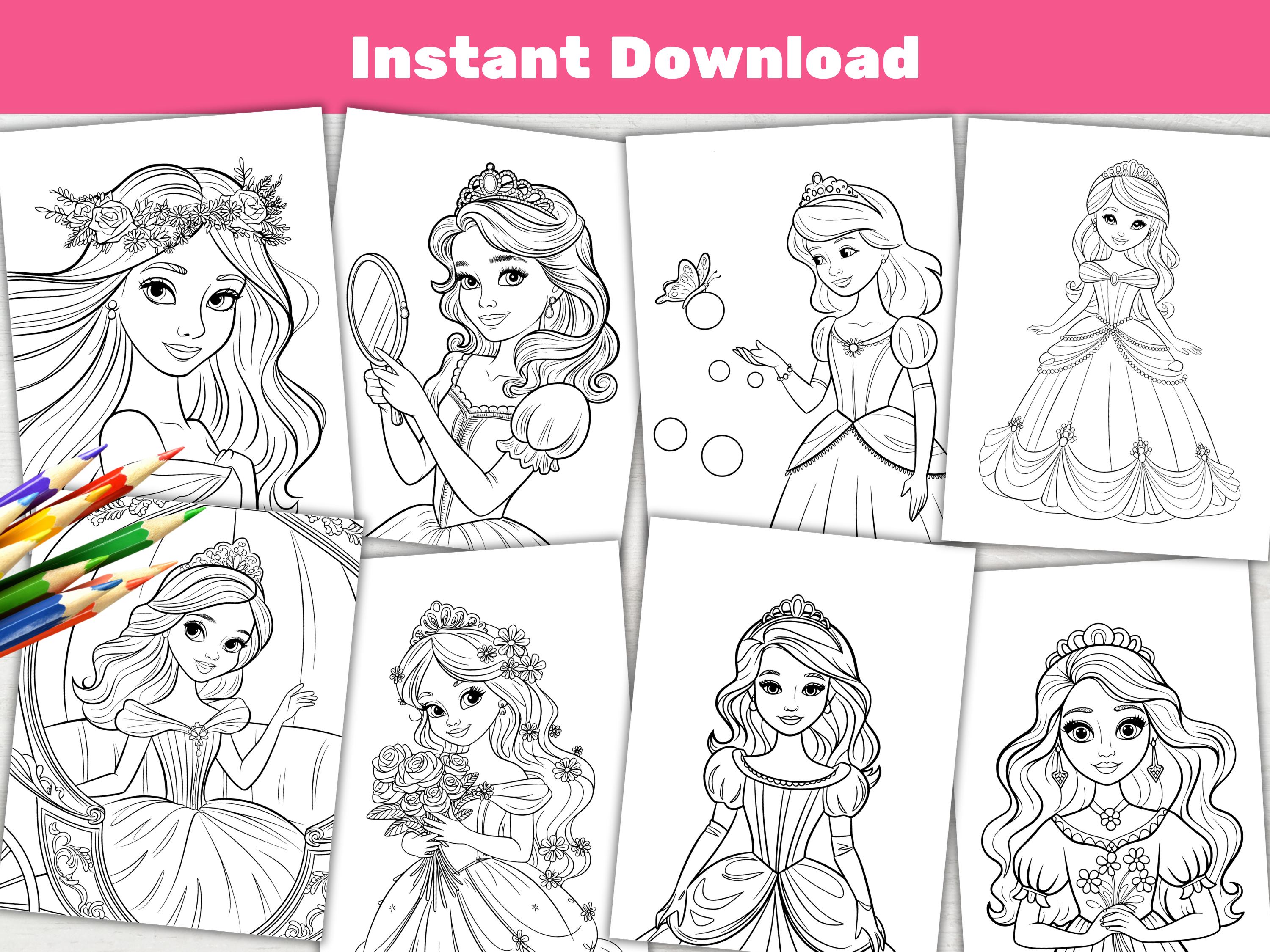 35 Printable Princess Coloring Book: Fairy Tale Activity Color Pages ...