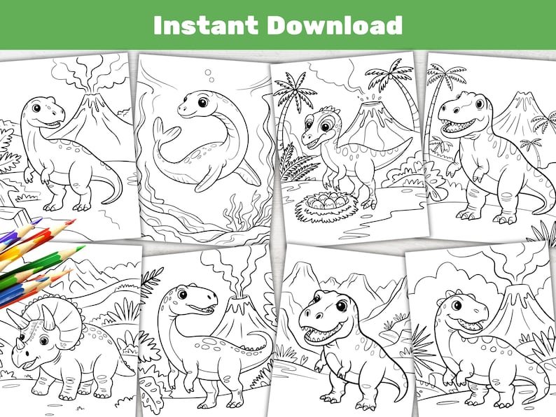 Bold & Easy Printable Dinosaur Coloring Pages for Kids, Simple Dinosaur ...