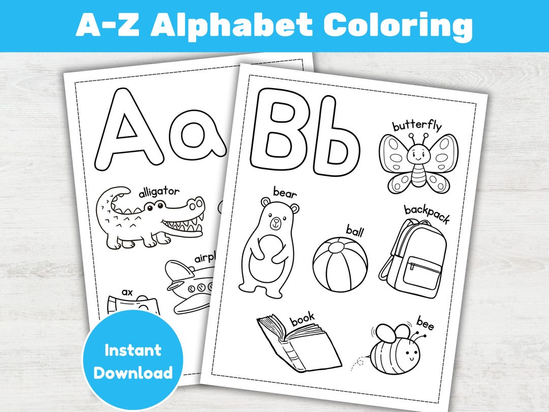 Alphabet Coloring Pages A-Z, Preschool Learning Activity for Kids (PDF ...