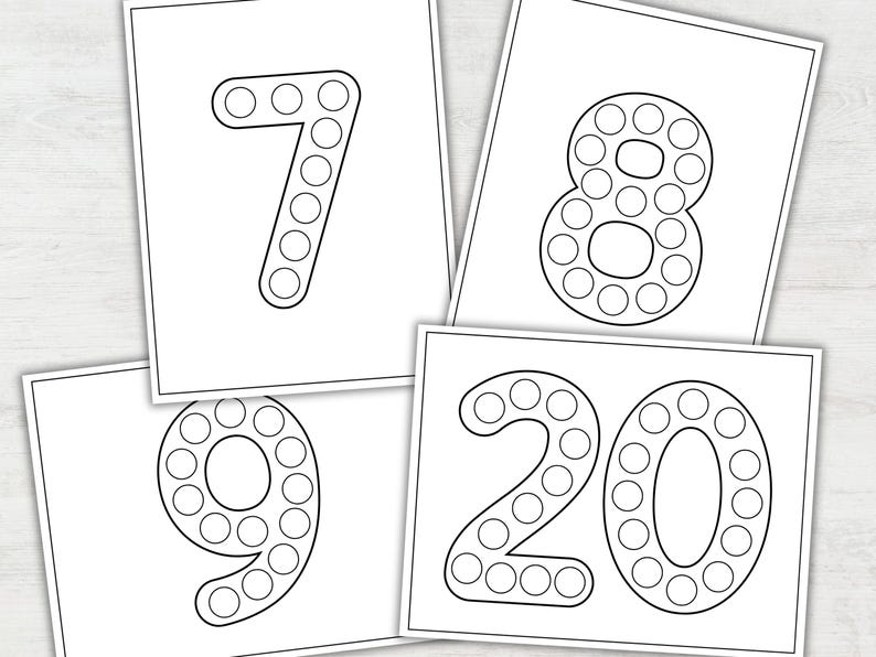 0-20 Numbers Dot Marker Coloring Pages, Dot Sticker Math Activity ...