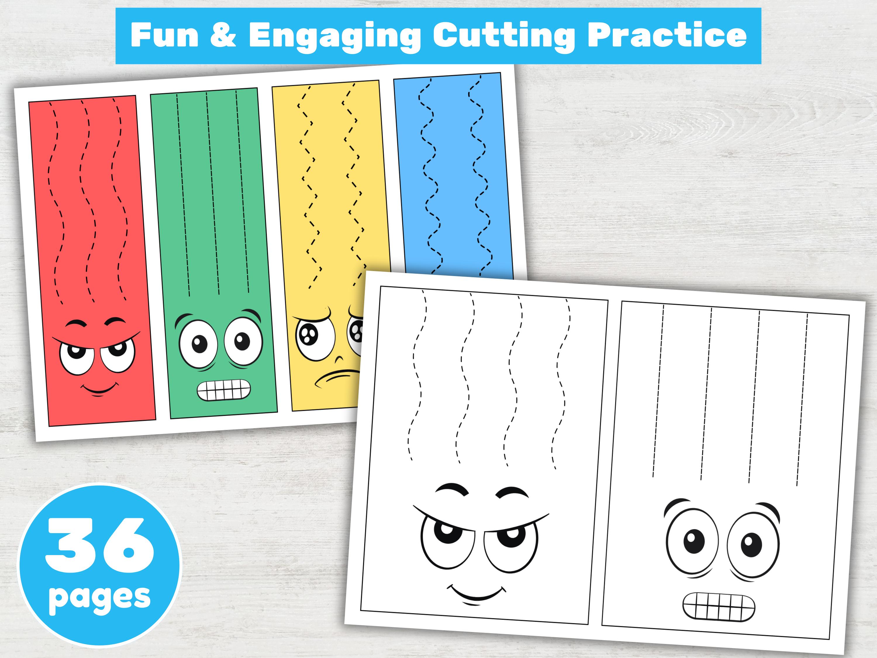 Preschool Scissor Skills Haircut Activity Worksheets Fun Cutting Strips ...