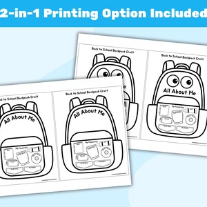 All About Me Backpack Activity: Back to School Printable (PDF Download ...