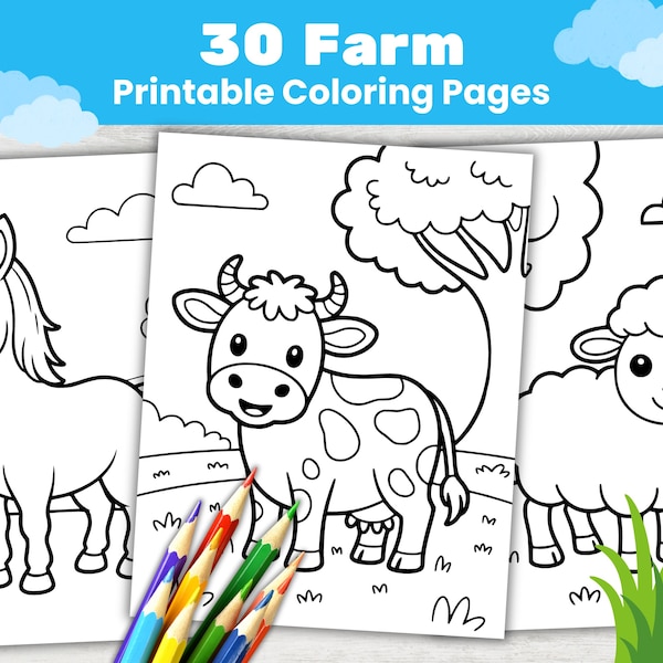 Farm Animal Color Book - Etsy UK