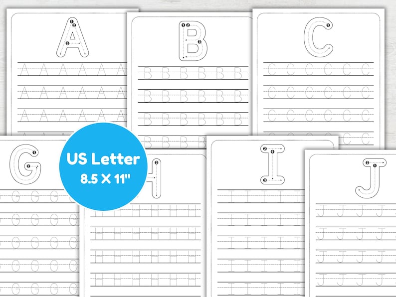 107 Alphabet Letters Tracing Worksheets Bundle Preschool A–Z ...