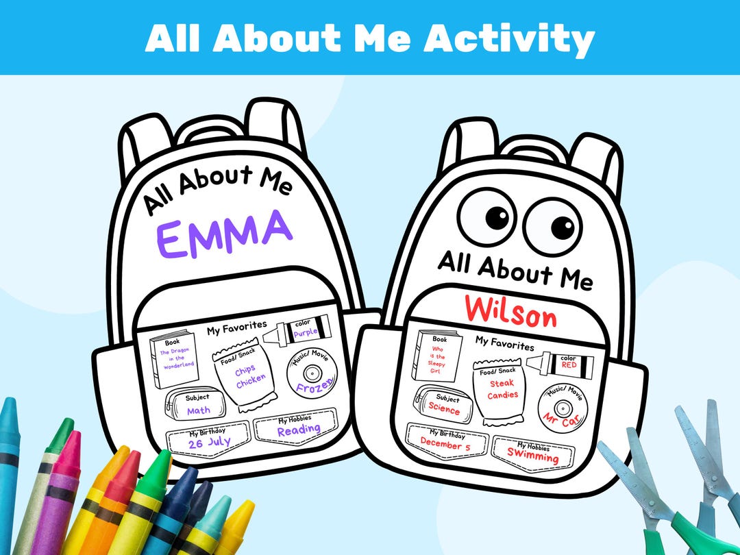 All About Me Backpack Activity: Back to School Printable (PDF Download ...