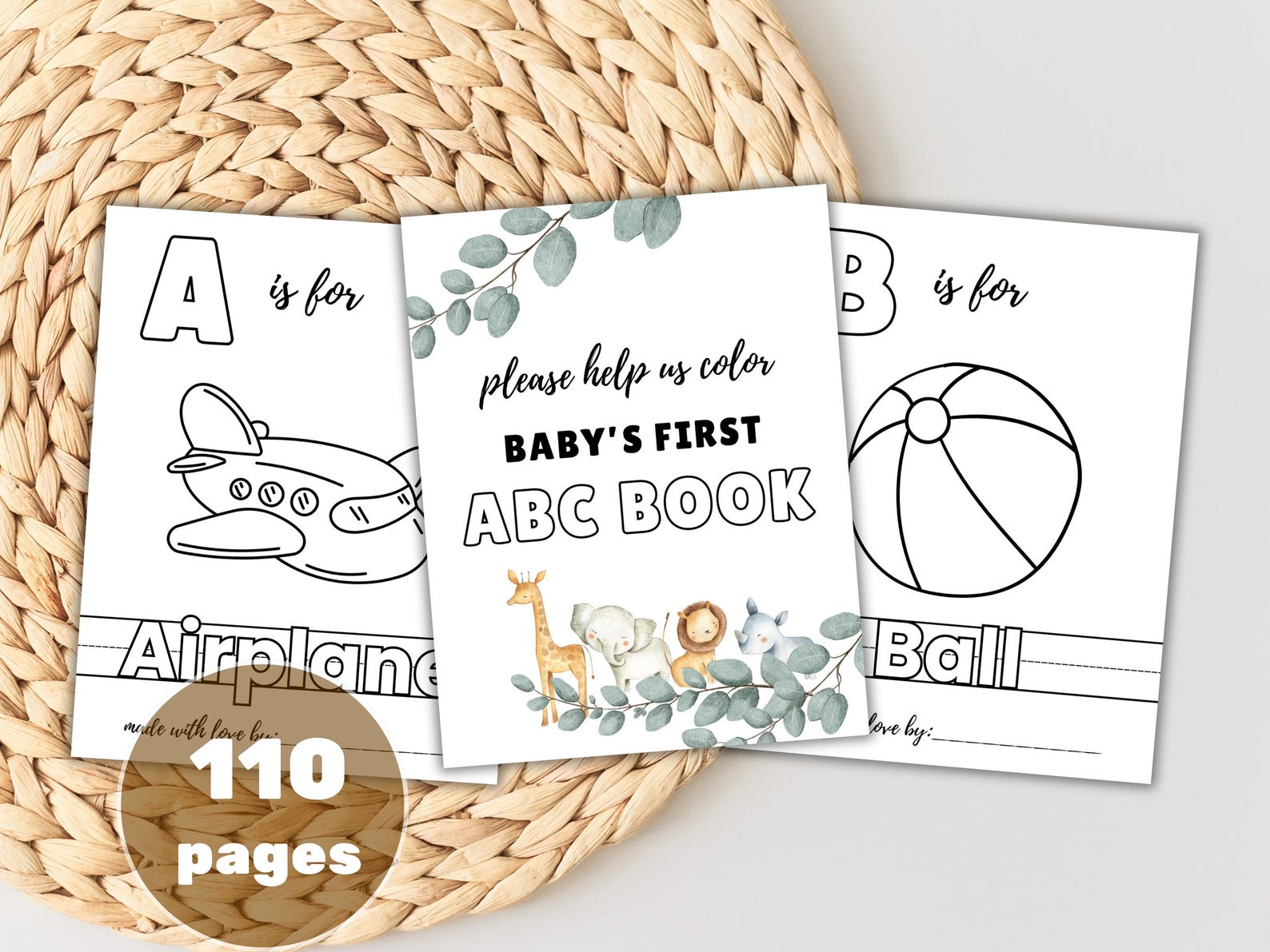 Baby First ABC Book Baby Shower Activity Printable Alphabet Coloring ...