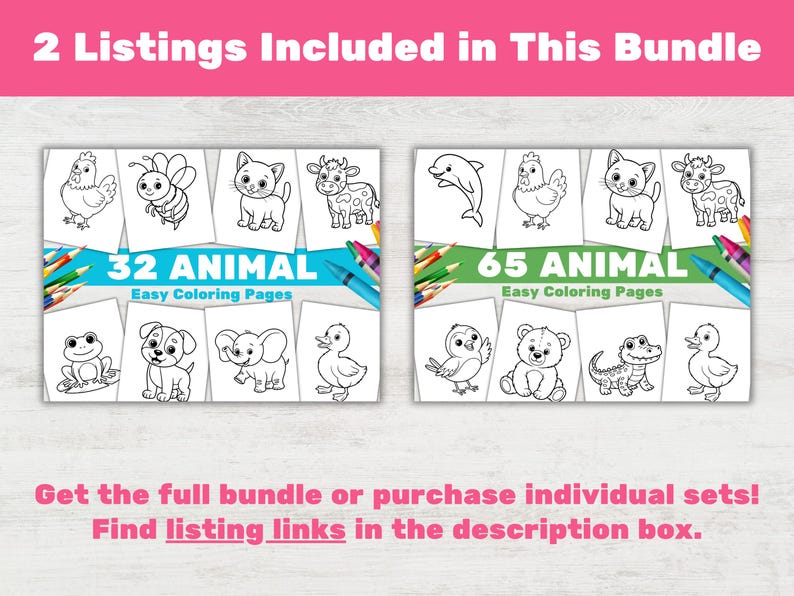 Easy Animal Coloring Pages for Kids Bundle | Bold Simple Preschool ...