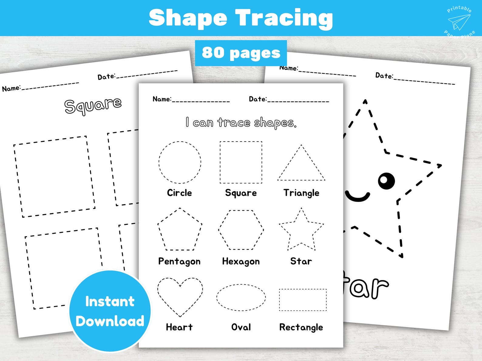 80 Shape Tracing Worksheets Bundle Preschool Fine Motor Skills ...