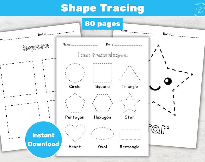 Shape Tracing Worksheets - Etsy