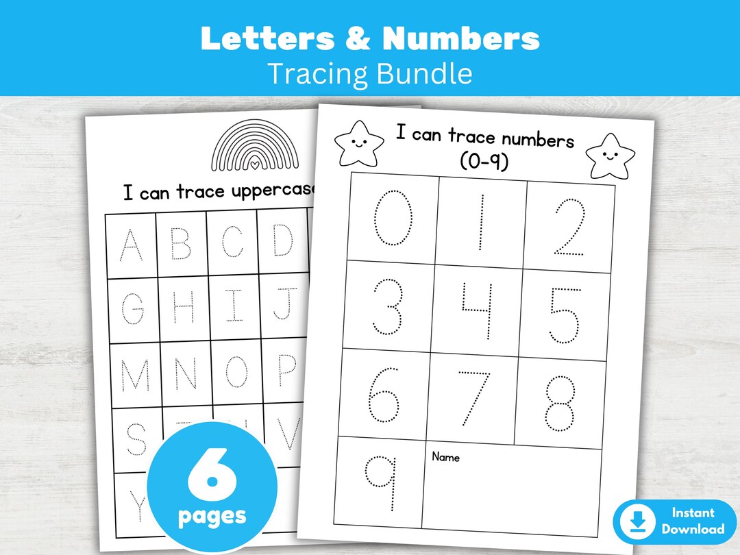 Alphabet Number Tracing Bundle 0-9 1-20 Worksheets Printable Toddler ...