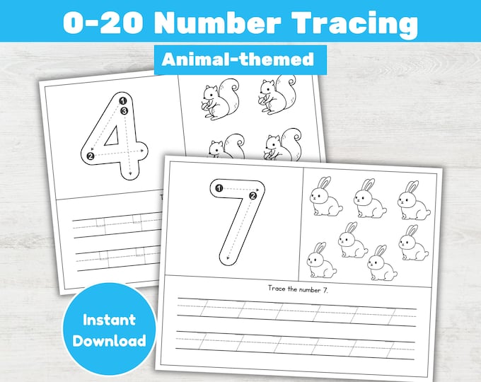 Number Tracing 0-20 Worksheets Printable, Toddler Preschool ...