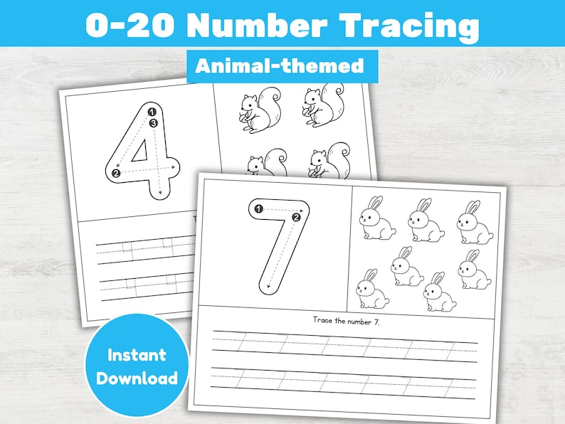 Number Tracing 0-20 Worksheets Printable, Toddler Preschool ...