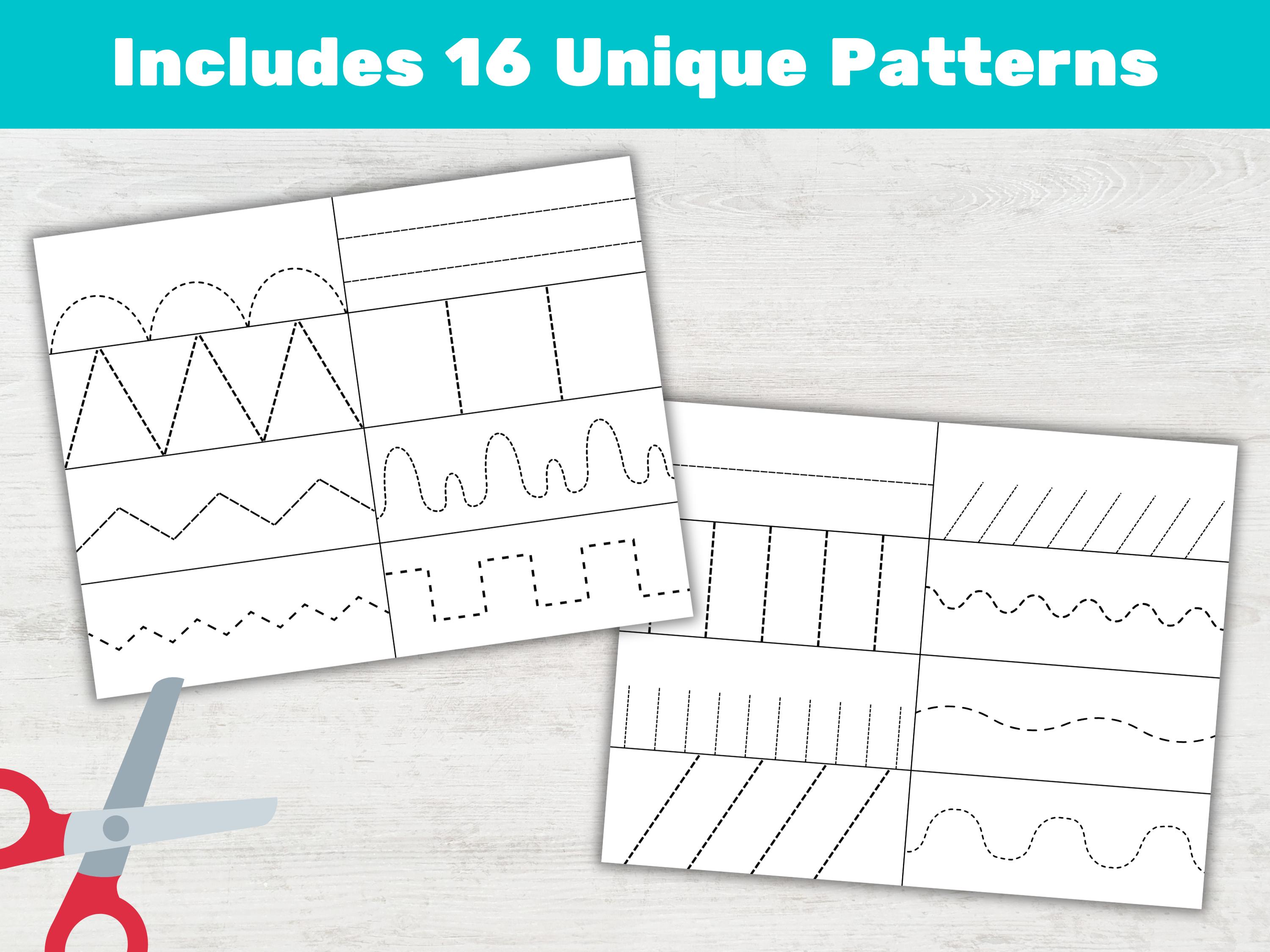 Preschool Cutting Scissor Skills Practice for Kids, Cutting Strips ...