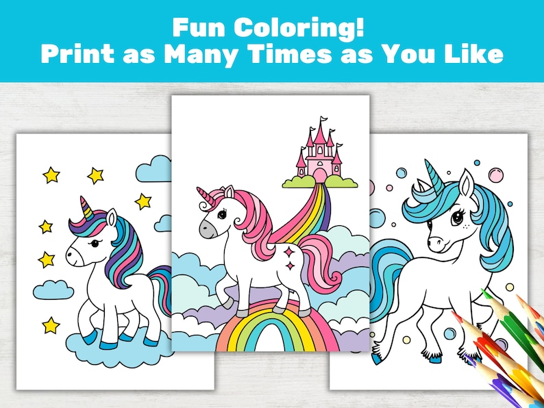 48 Easy Unicorn Coloring Pages Printable, Simple Bold Coloring Book for ...