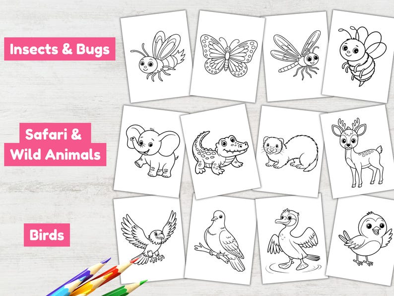 130 Animal Coloring Pages Bundle: Bold & Simple Toddler Preschool Color ...