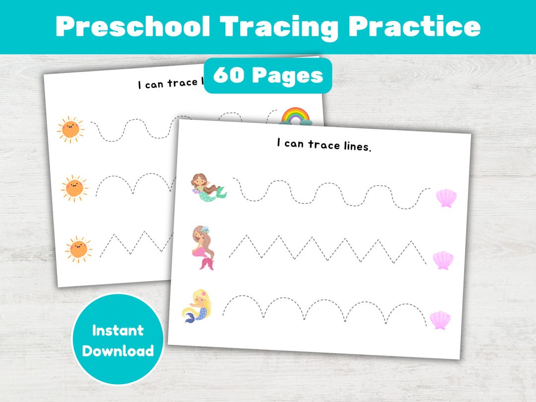 60 Preschool Line Tracing Worksheets Bundle, Fine Motor Pre-writing ...