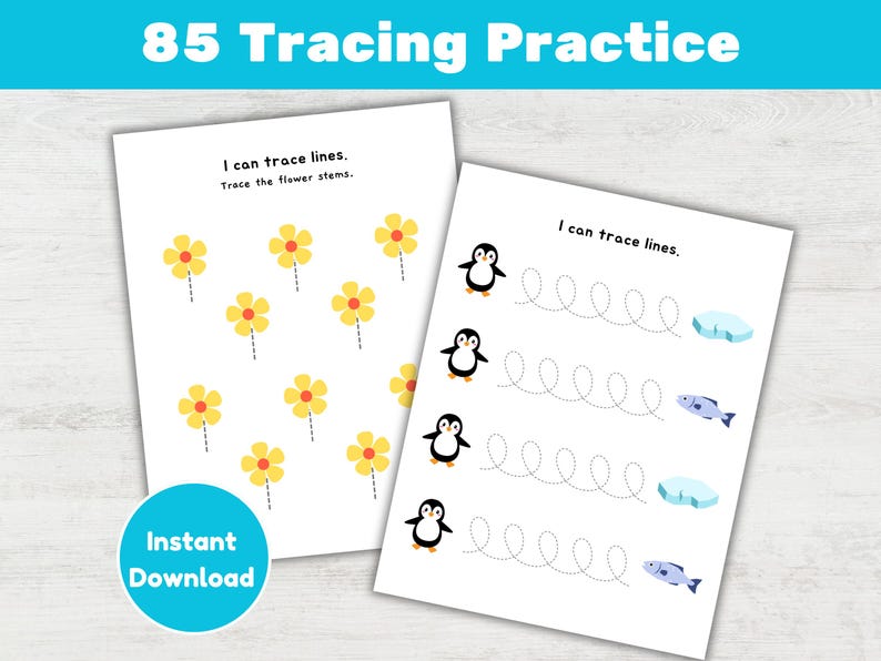 85 Preschool Line Tracing Worksheets Bundle | Pre-writing Home School ...