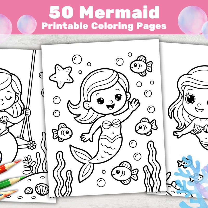 Coloring Mermaid Books - Etsy