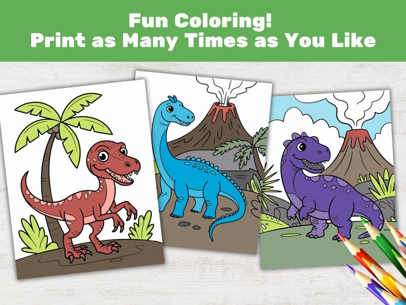 Bold & Easy Printable Dinosaur Coloring Pages for Kids, Simple Dinosaur ...