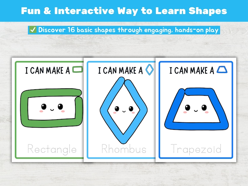 16 Shapes Play Dough Mats Printable Montessori Homeschool Activity ...