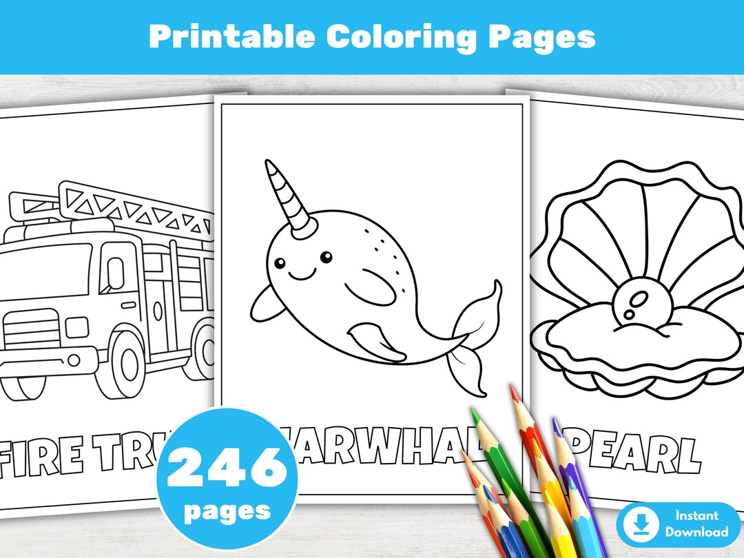 246 Printable Coloring Pages for Kids Easy Preschool Kindergarten ...