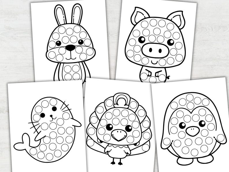 64 Animals Dot Marker Coloring Pages, Dot Sticker Do-a-dot Activity ...