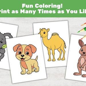 Animal Coloring Book for Kids, Easy Toddler Activity Pages, Preschool ...