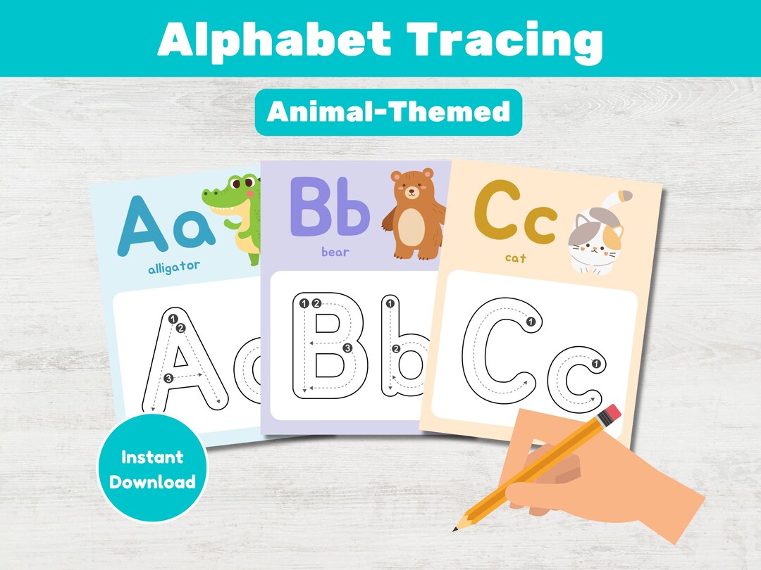 Animal ABC Alphabet Tracing Cards for Preschool｜animal Themed ...