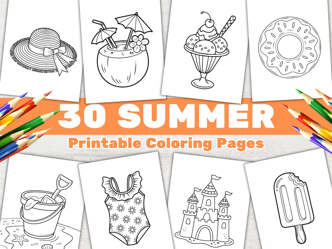 Easy Summer Coloring Pages for Kids, Simple Bold Coloring Activity Book ...