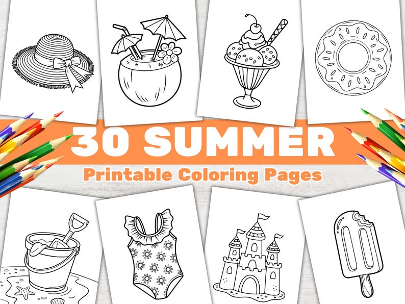 Easy Summer Coloring Pages for Kids, Simple Bold Coloring Activity Book ...